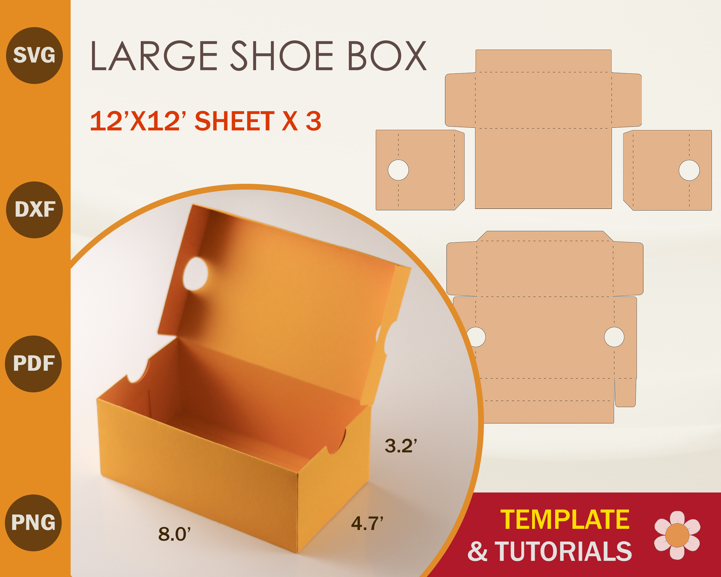 Large Shoe Box Template SVG DXF PDF PNG Artcrafter