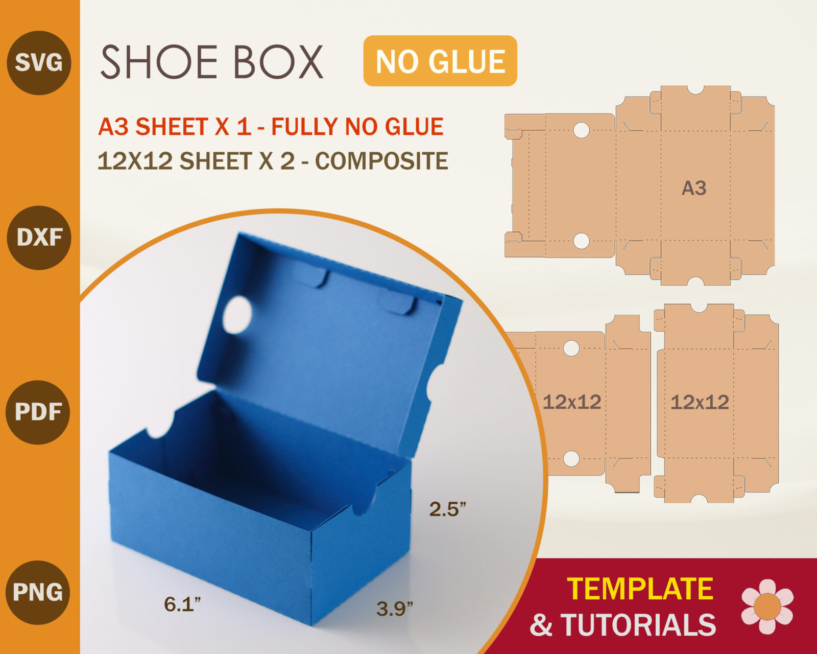 No Glue Shoe Box Template – Artcrafter.net